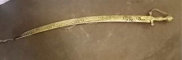 DECORATIVE SWORD WITH SHEATH - GOLD - ROUND END HANDLE