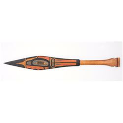19TH C. Tlingit Carved Dance Paddle with Painted Design 40" L. 5" W ...