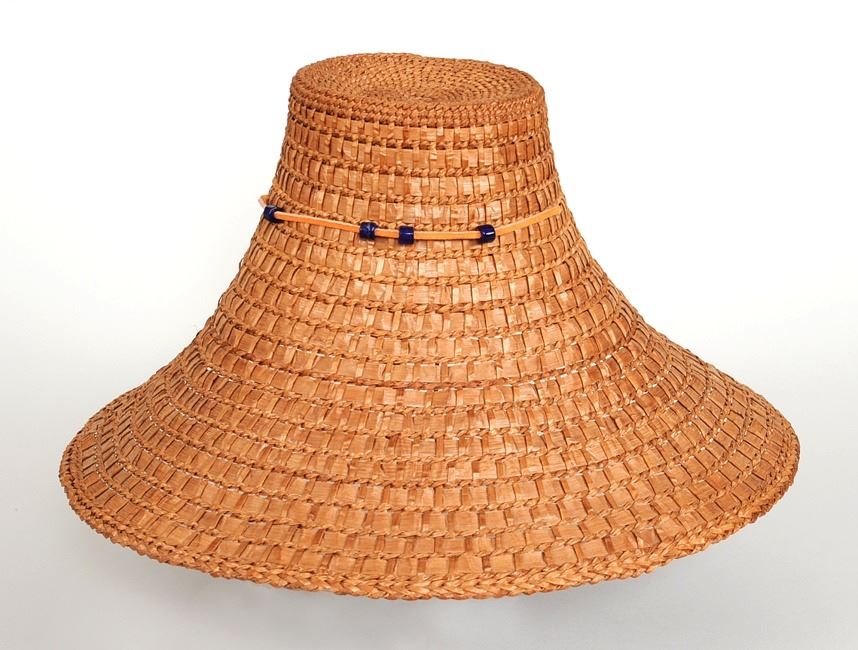 Haida Cedar Hat Decorated with Blue Trade Beads Made by Victoria Edgars ...