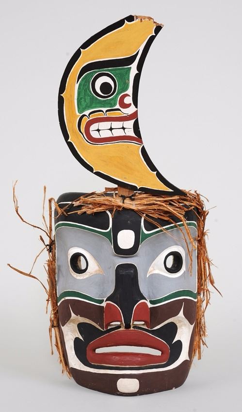 Sam Henderson Quarter Moon Dance Mask Has Been Danced at Potlatch 19" H ...