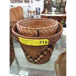 2 Woven First Nations baskets