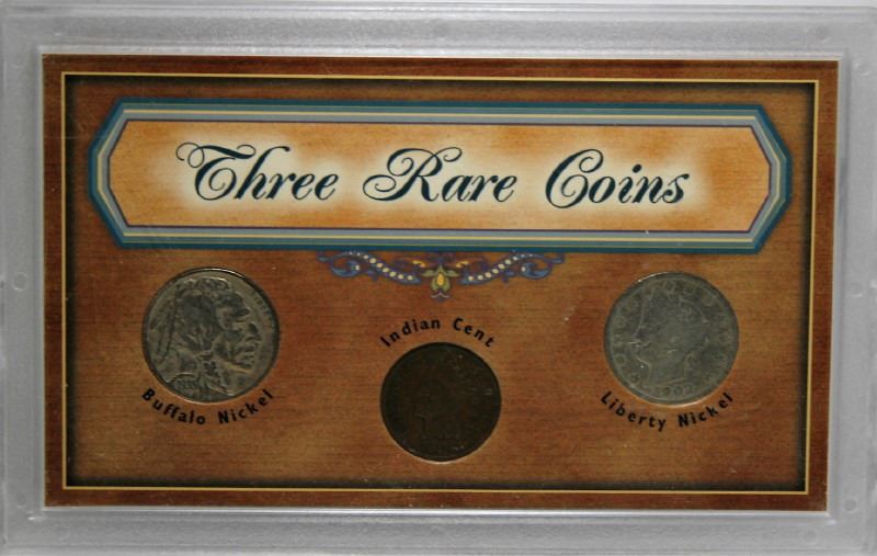 Three Rare Coins - Buffalo Nickel, Indian Cent & Liberty Nickel