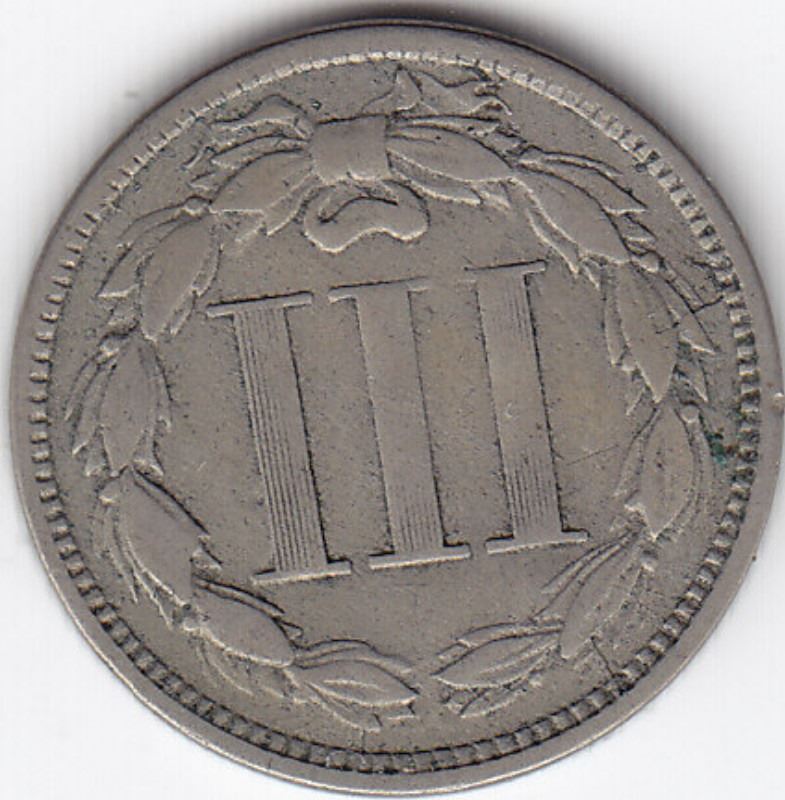 1866 United States Silver 3-Cent Coin - VG/VG+
