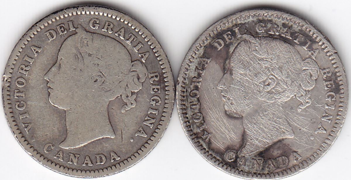 1880-H & 1881-H Canada Silver 10-Cent Dime Coins