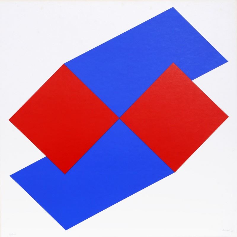 Bob Bonies, Composition in Blue and Red II, Screenprint