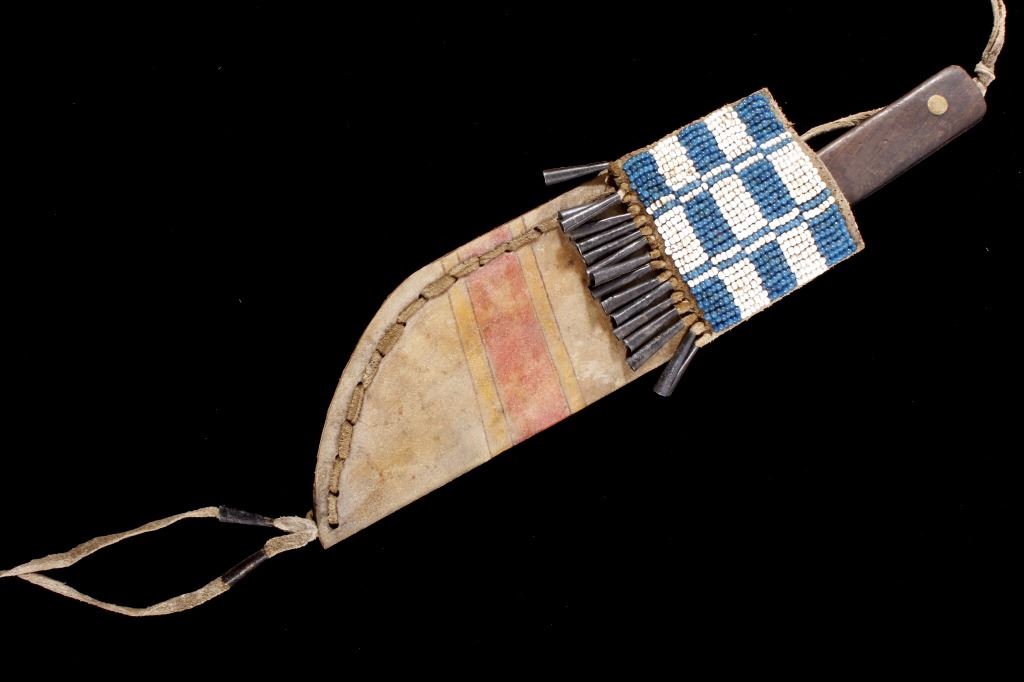 Blackfoot Beaded Parfleche Sheath & Snake Knife