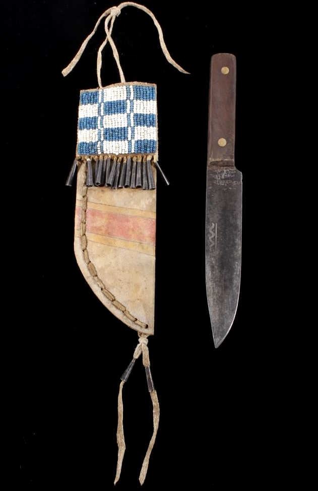 Blackfoot Beaded Parfleche Sheath & Snake Knife