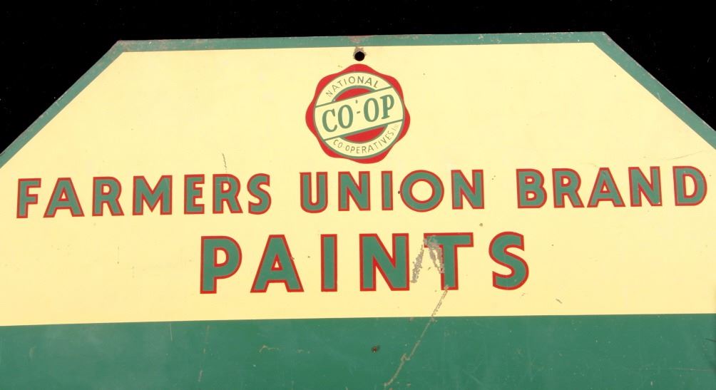 Farmers Union Co-op Brand Paints Mercantile Sign