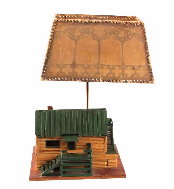 Folk Art Log Cabin Table Lamp