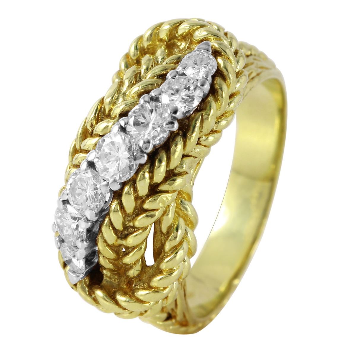 18KT Yellow Gold Diamond Rope Ring-#630