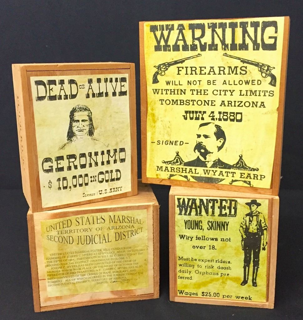 Vintage “Westernized” Wood Cigar Boxes