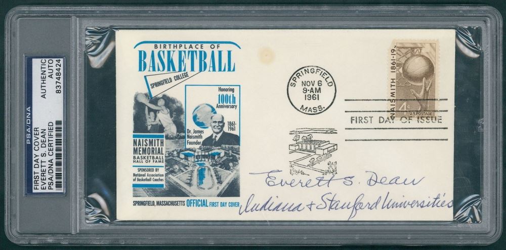 Everett Dean Signed 1961 FDC Envelope Inscribed "Indiana & Stanford ...