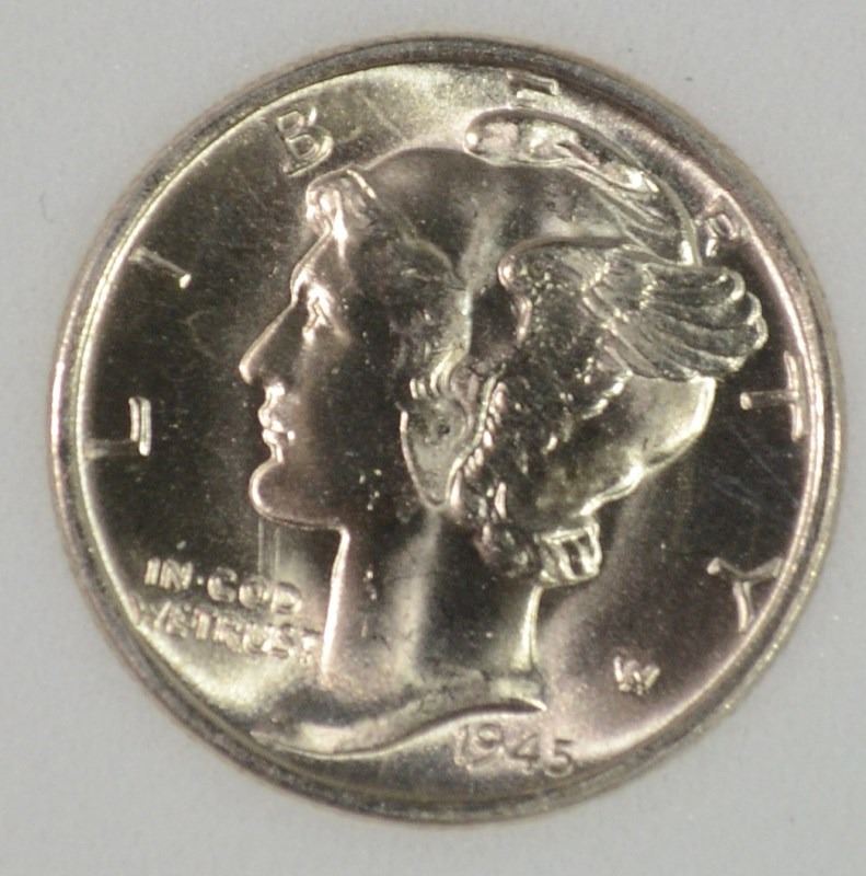 1945-S MERCURY DIME "MICRO S" GRADED ENG SUPERB GEM+ FSB