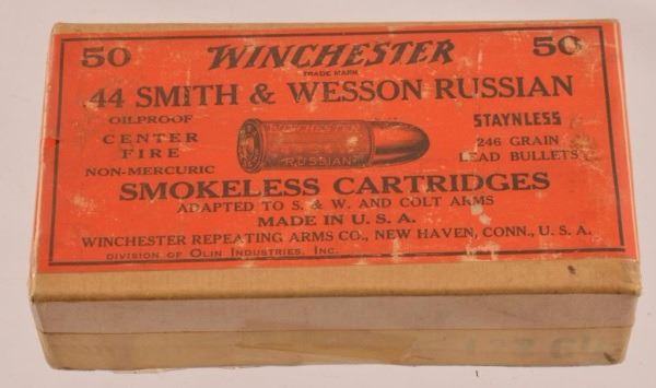 Early Box Of Winchester .44 S&W Russian Ammo