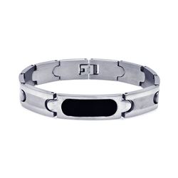 Stainless Steel Biker Style Black Enamel ID Bracelet ssb00005