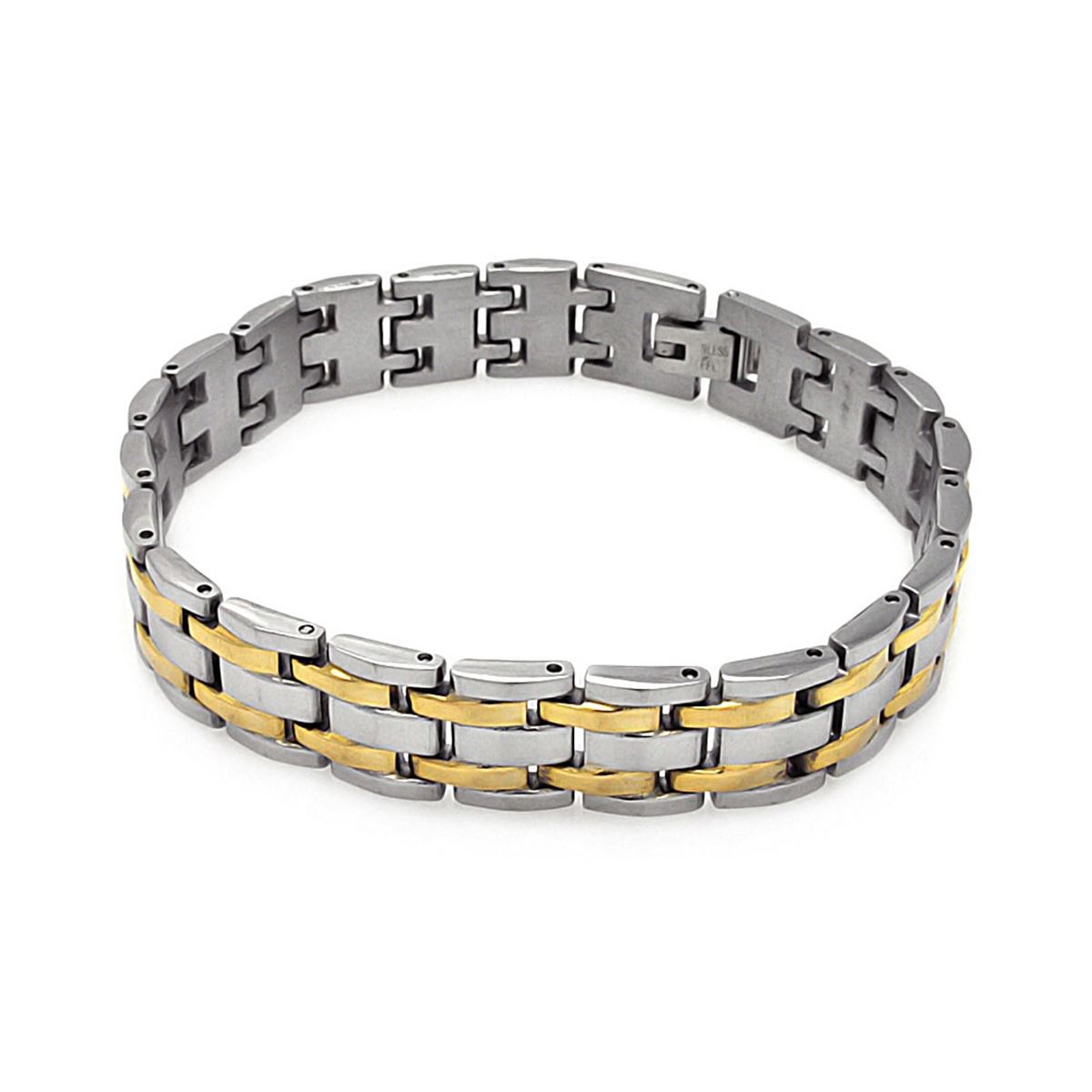 Stainless Steel Double Gold Plated Link Bracelet ssb00221