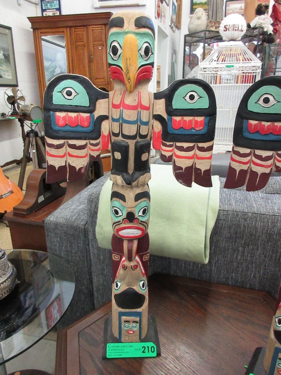 24" Tall Hand carved and painted totem statue