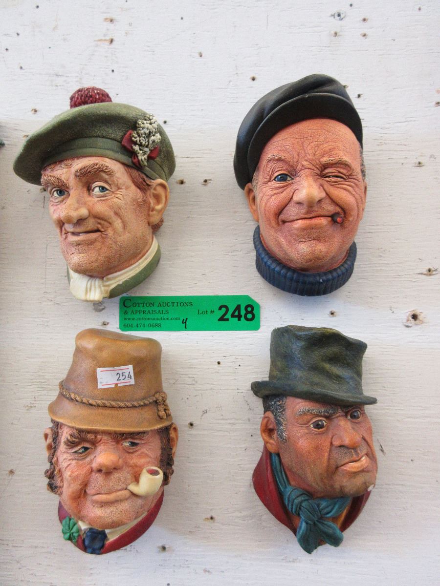 4 Vintage Bossons character wall masks