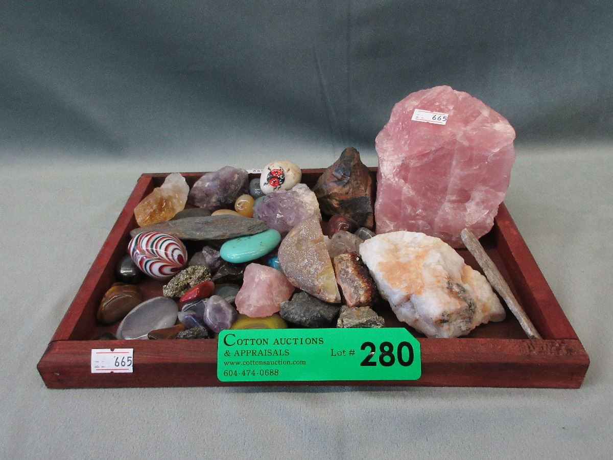 Tray of collectible rock samples