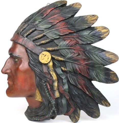 C. 1900-1920's large cigar store Indian head