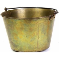 Early brass trade pail with original forged