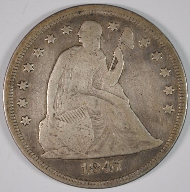 1847 SEATED LIBERTY DOLLAR VF