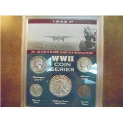SILVER WWII COIN SET ALL 1942-P'S 35% SILVER