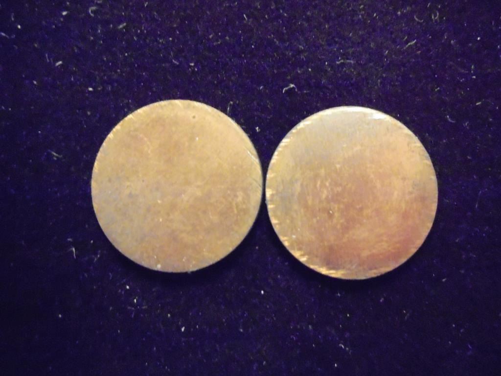 2 BLANK PLANCHET TYPE I LINCOLN CENTS