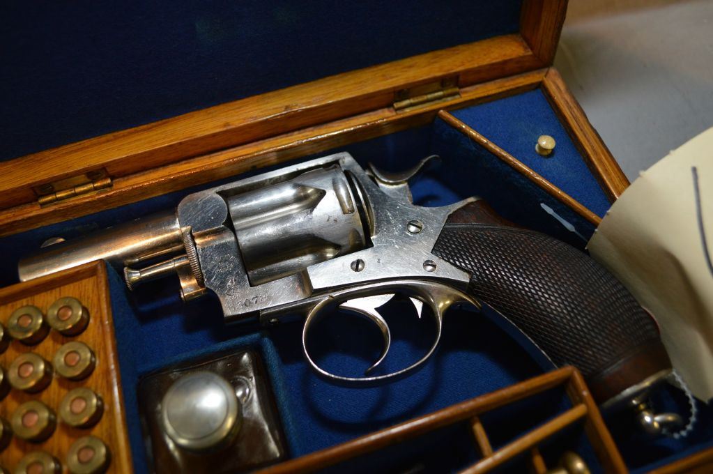 Cased Webley Model No. 5 Express .360 Rook Rifle Cal 6 Shot Double ...