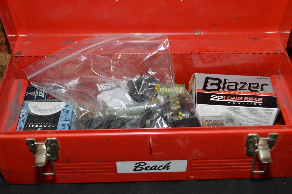 Red Metal Tool Box : Approx. 1000 Rnds .22 Cal Ammo - asstd plus 5 ...