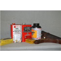 Boxed Lot: 1 lb FFFF Black Powder, 1 lb Goex Black Powder, 1 lb Hodgdon ...