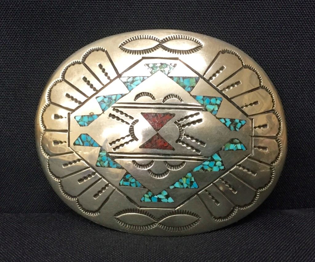 Navajo Chip Inlay Belt Buckle