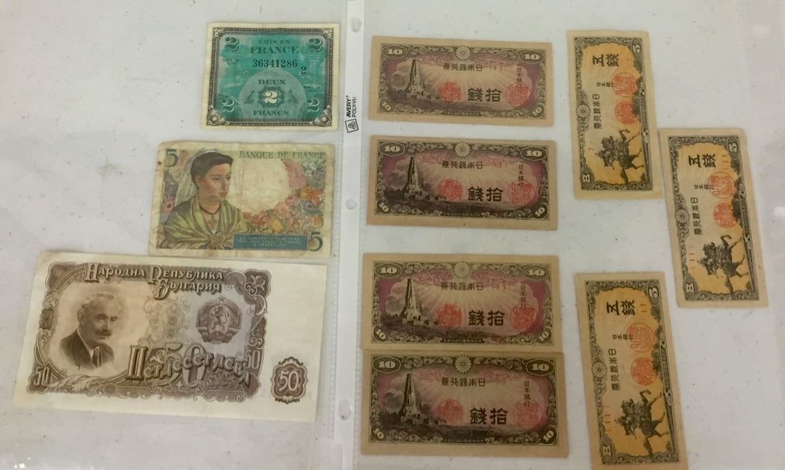 Collection of WWII Foreign Currency