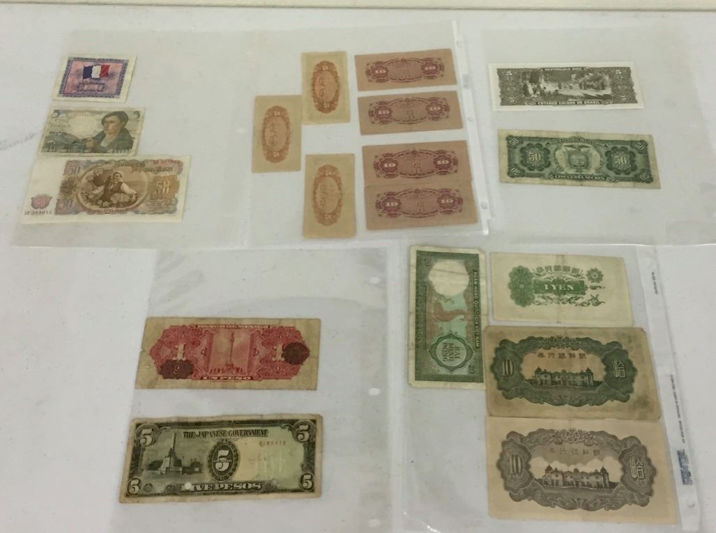 Collection of WWII Foreign Currency