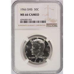 1966 SMS KENNEDY HALF DOLLAR, NGC MS-66 CAMEO!