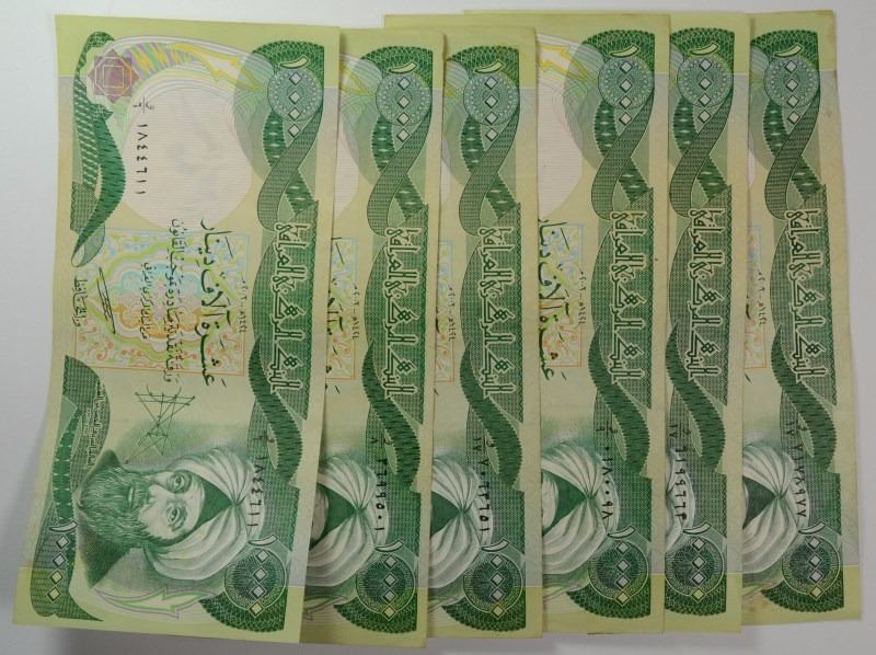 6 x 10000 IRAQI DINAR NOTES OFFICIAL CURRENCY OF IRAQ - NICE CIRC NOTES