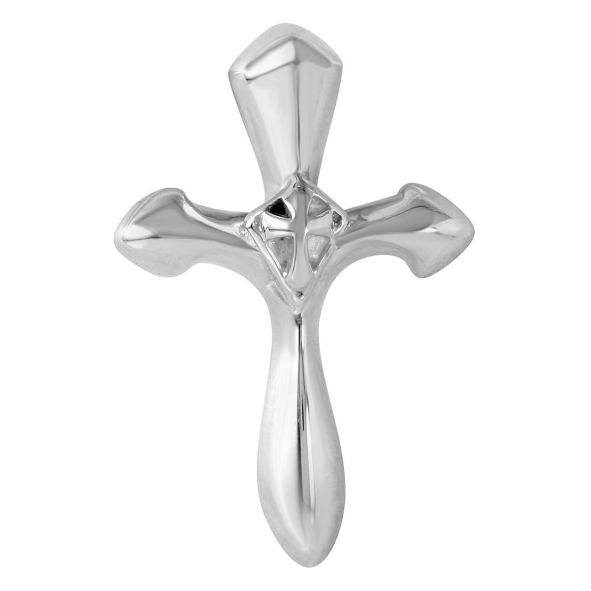 Sterling Silver Small Beveled Double Cross Shaped Pendant STP01108