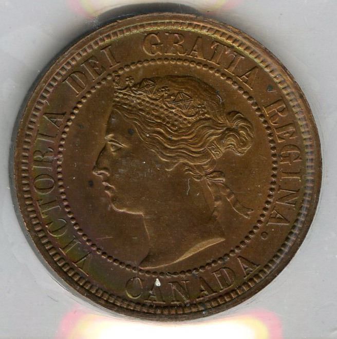 Canada 1887 1 Cent ICCS Graded MS-62 Red and Brown
