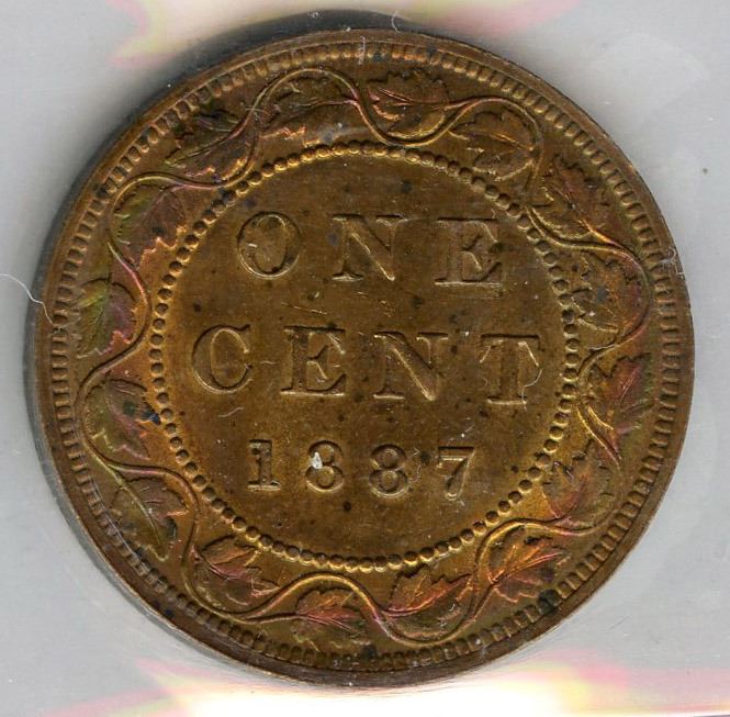 Canada 1887 1 Cent ICCS Graded MS-62 Red and Brown