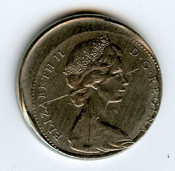 1975 Canada 5 Cents - Mistrike Error