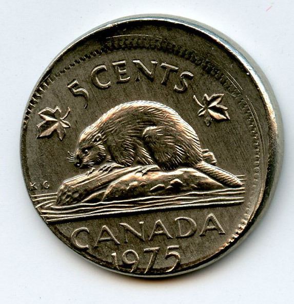 1975 Canada 5 Cents - Mistrike Error