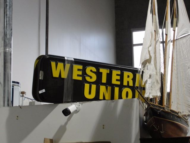 Double sided Western Union sign