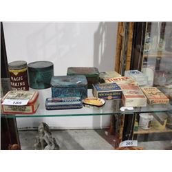 Collection of 6 tins and 6 general store boxes