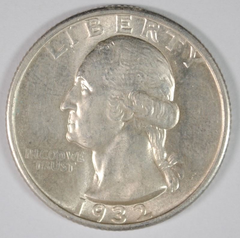 1932-S WASHINGTON QUARTER, CH BU WHITE,JUST A SMALL MARK ON OBV. FROM ...