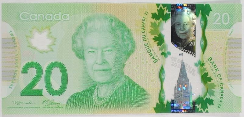 3 DIGIT RADAR NOTE 2012 CANADA 20 DOLLARS POLYMER UNC
