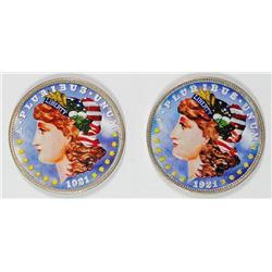 2 - 1921 COLORIZED / PAINTED MORGAN SILVER DOLLARS