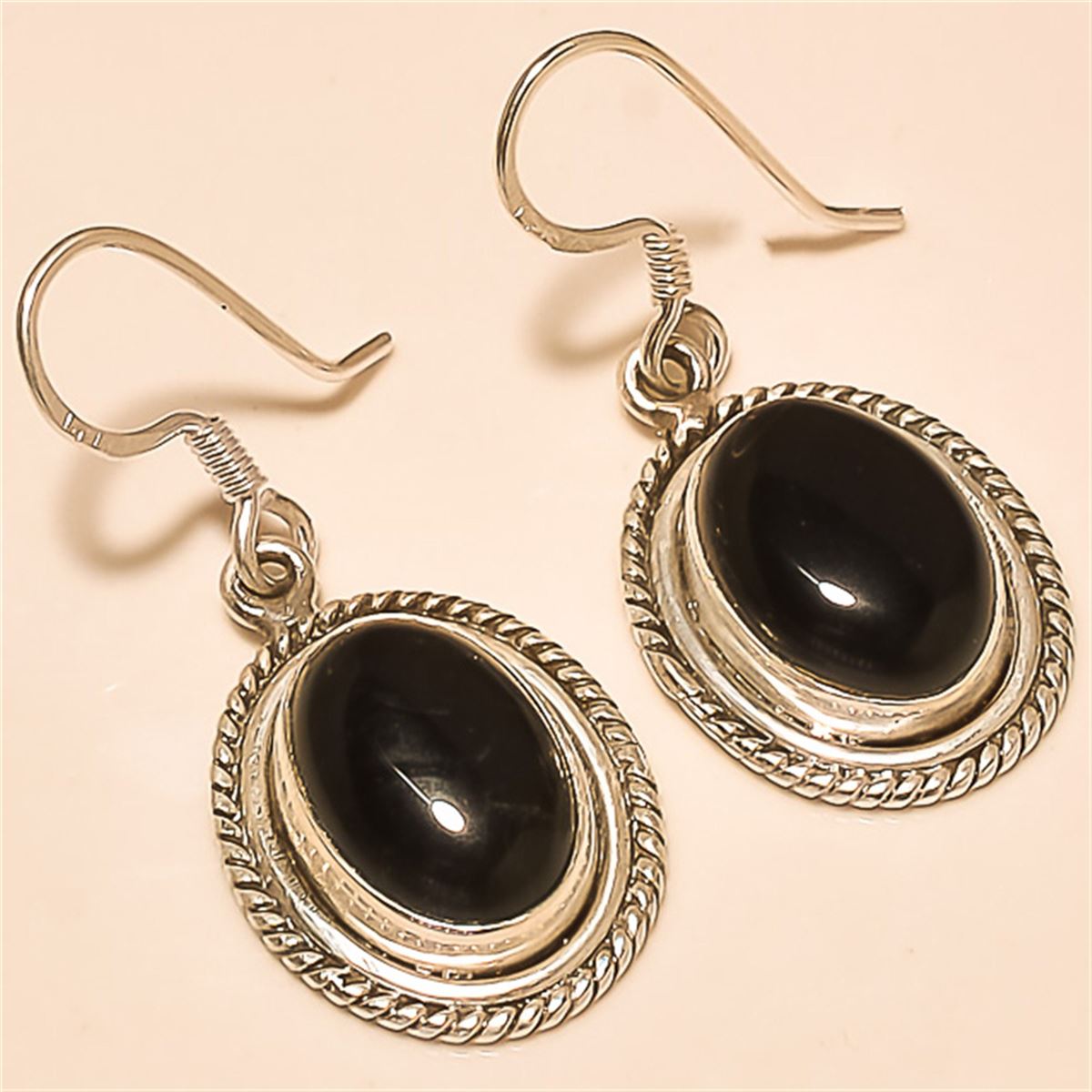 Black Spinel Earring Solid Sterling Silver
