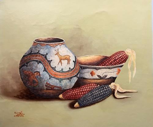 Gorgeous Native American still life oil painting