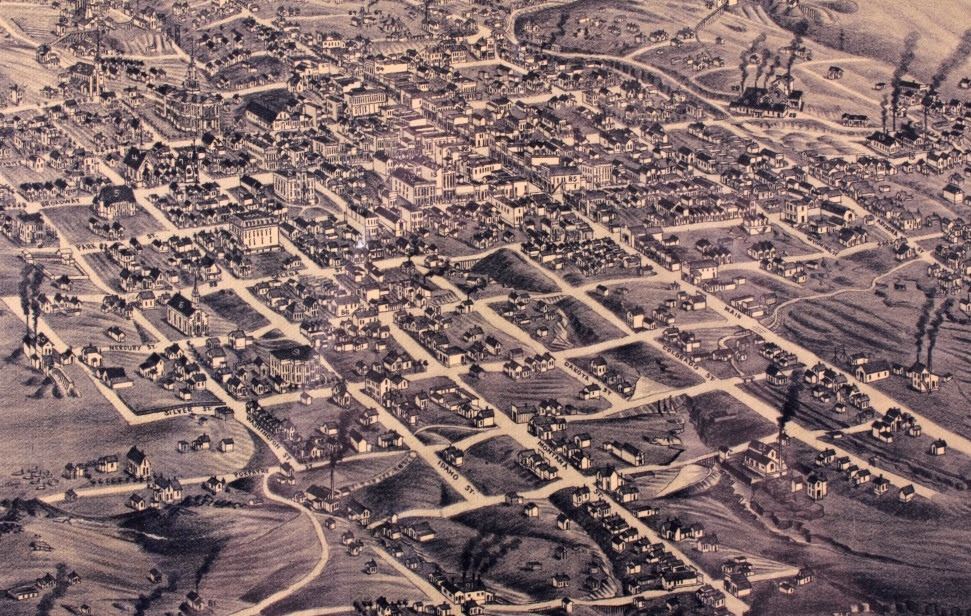 1884 Butte City Montana Reproduction Map on Canvas