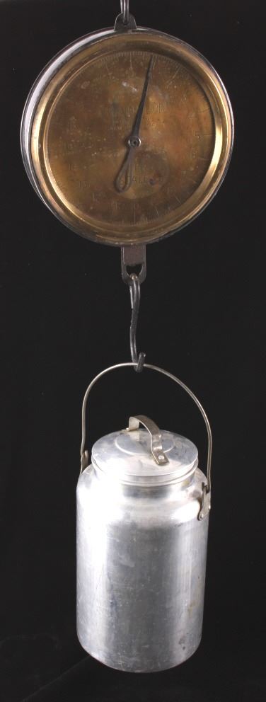 Antique Chatillon Milk Scale w/ Aluminum Pail